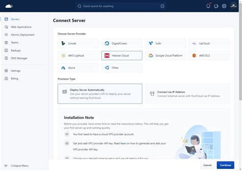 how to set up a hetzner server with runcloud
