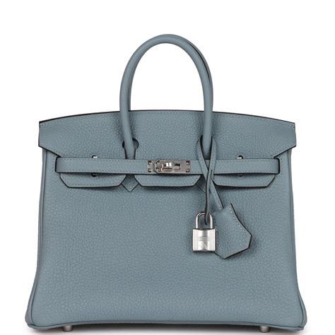 Hermes Birkin 25 Bleu Lin Verso Togo Palladium Hardware Blue New Or