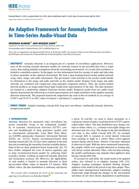 Pdf An Adaptive Framework For Anomaly Detection In Time Series Audio Visual Data