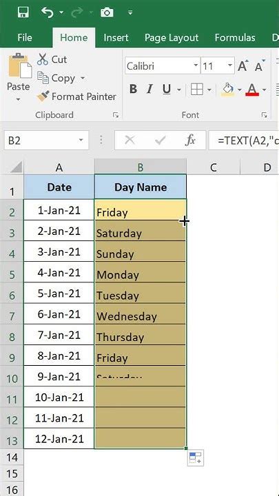 day from date in excel shorts youtube