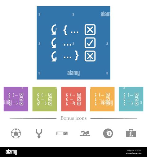 debugging program flat white icons in square backgrounds 6 bonus icons