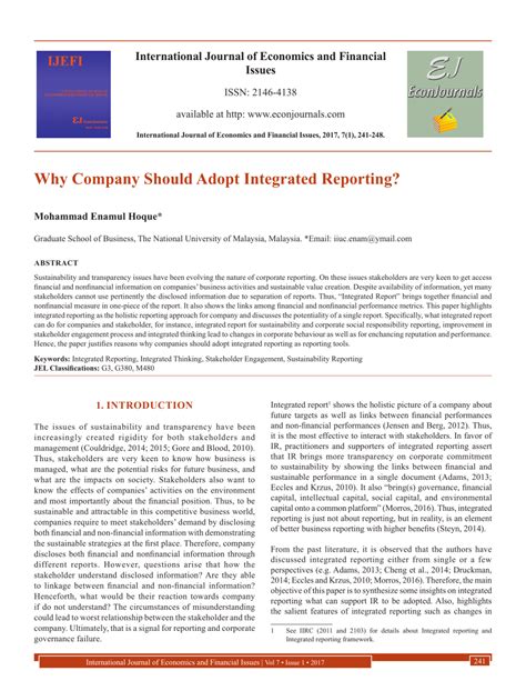 Pdf Why Company Should Adopt Integrated Reporting