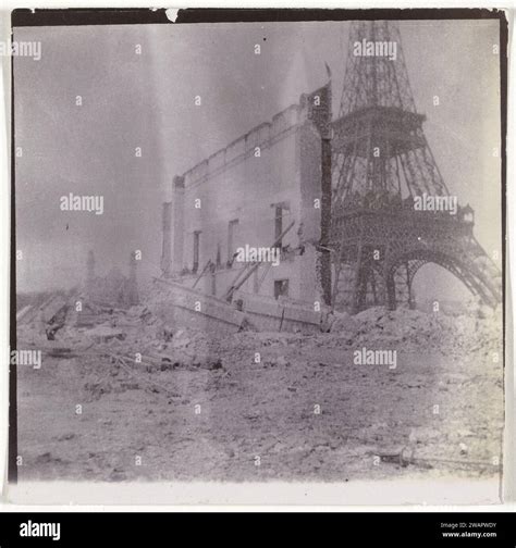 Construction Of Pavilions Next To The Eiffel Tower For The World Exhibition Of In Paris