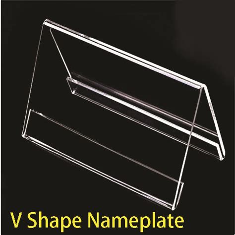 Clear Acrylic V Shape Display Stand Desktop Table Card Nameplate Number