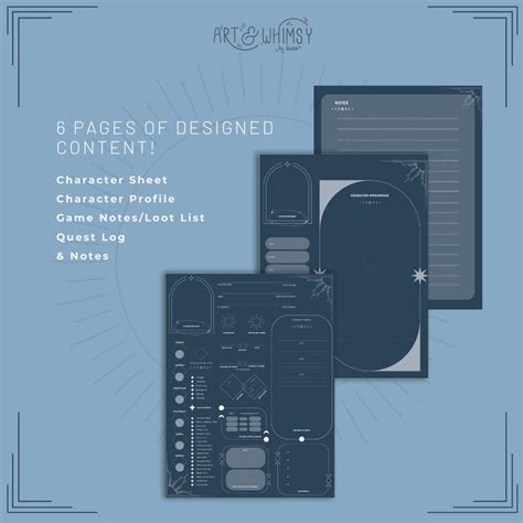 Celestial Dnd 5e Character Journal Moon And Stars Pdf Etsy
