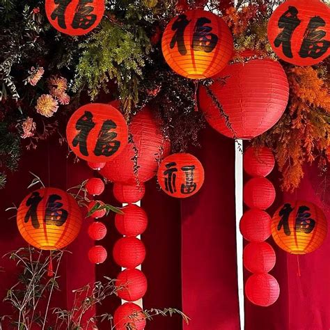Chinese Style Lantern Fu Characters Lanterns Blessing Round Lantern