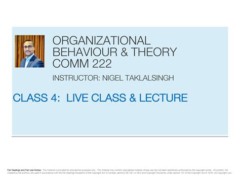 Class Live Class Notes CLASS LIVE CLASS LECTURE ORGANIZATIONAL BEHAVIOUR THEORY Studocu