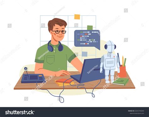 Portrait Male Developer Typing On Keyboard Stock Vector Royalty Free 2025745040 Shutterstock