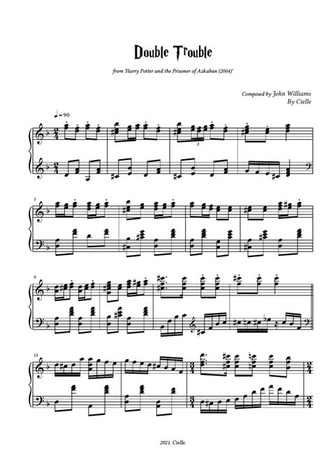 해리포터와 아즈카반의 죄수 Ost Double Trouble 악보 By Cielle