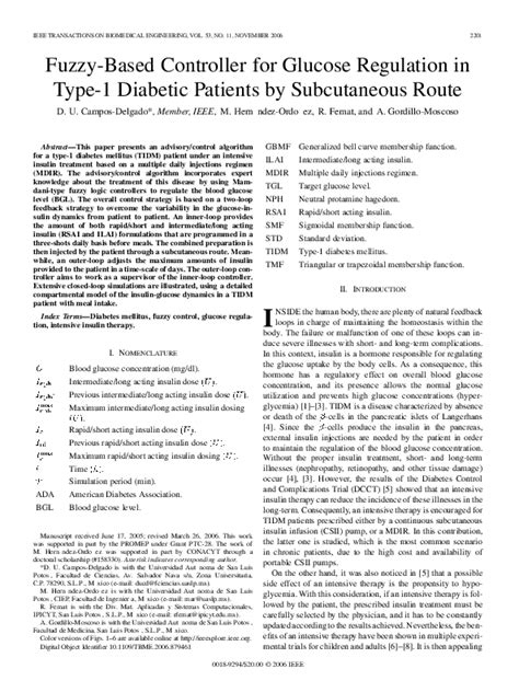 Pdf Fuzzy Based Controller For Glucose Regulation In Type 1 Diabetic
