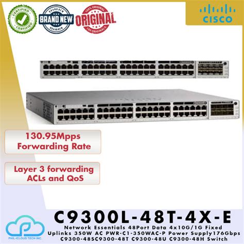 cisco catalyst catalyst 9300l switch c9300l 48t 4x e network essentials