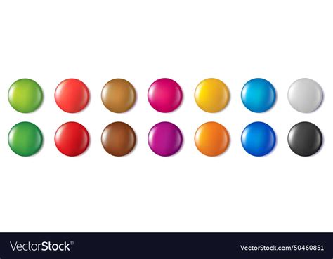 Realistic 3d Blank Circle Button Badge Pin Set Vector Image