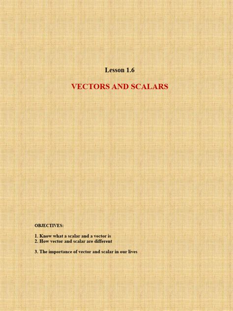 Lesson 16 Vectors And Scalars 1 Pdf Science And Mathematics