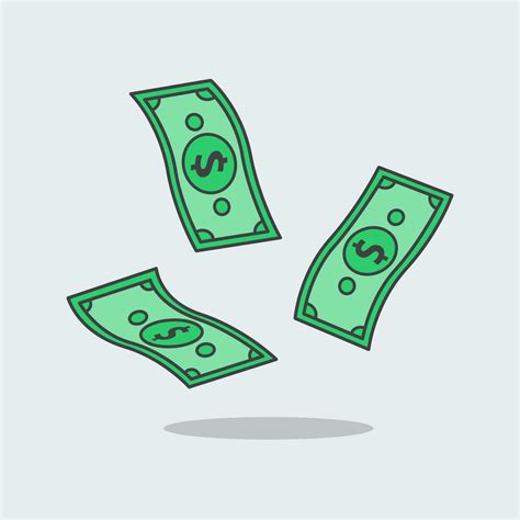 Money Cartoon Vector Illustration Flying Money Flat Icon Outline