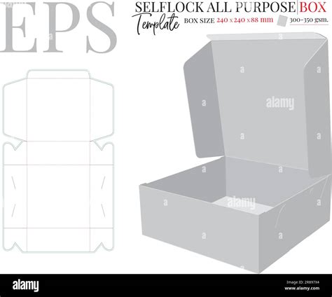 All Purpose Box Template Vector With Die Cut Laser Cut Layers Delivery Box Self Lock Box