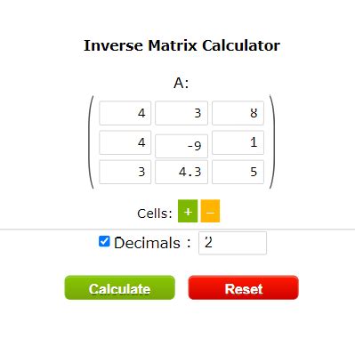 Inverse Matrix Calculator With Steps