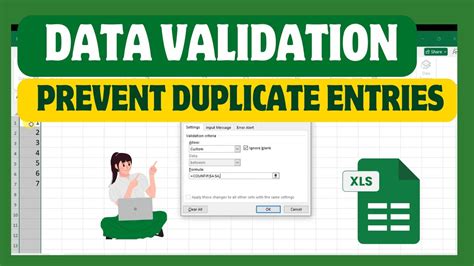 How To Prevent Duplicate Entries In Excel Using Data Validation Youtube