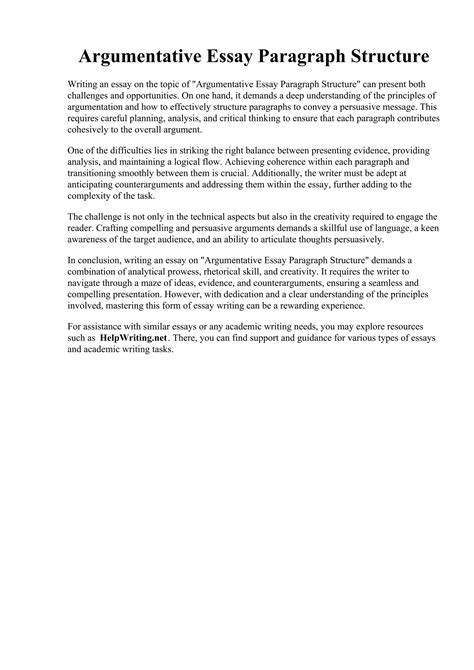 Argumentative Essay Paragraph Structure Pdf
