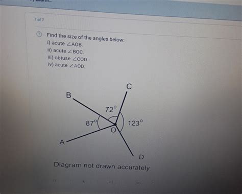 Solved Of Find The Size Of The Angles Below I Acute AOB Ii Acute BOC Iii Obtuse
