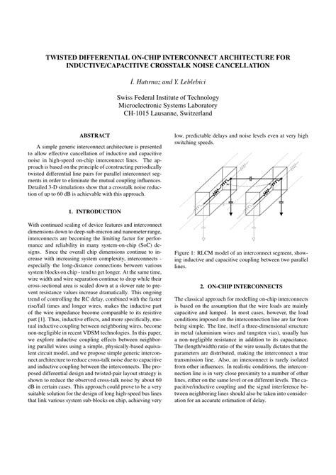 Pdf Twisted Differential On Chip Interconnect Architecture For Inductive Capacitive Crosstalk