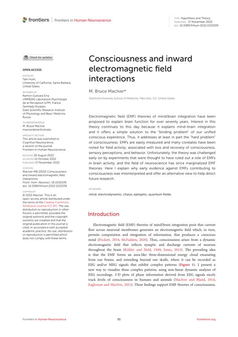 pdf consciousness and inward electromagnetic field interactions