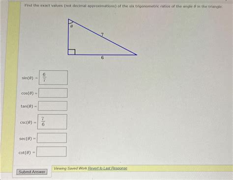 solved find the exact values not decimal approximations