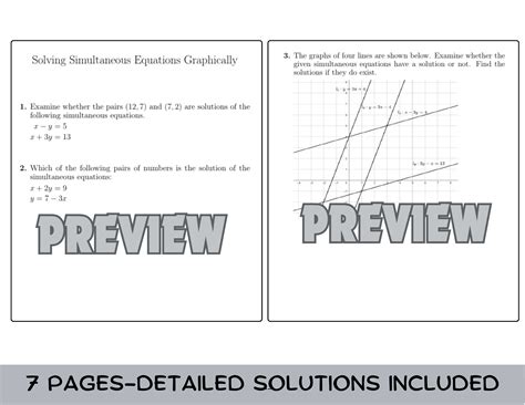 Solving Simultaneous Equations Graphically Worksheet No 2 With Solutions Teaching Resources