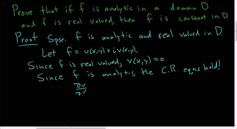 proof every real valued analytic function in a domain is constant