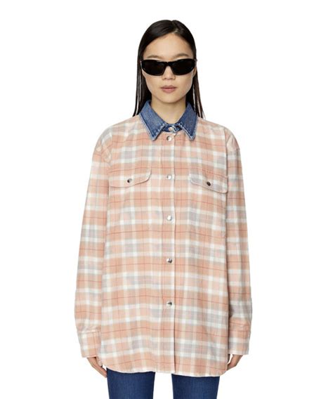 Diesel（ディーゼル）の「レディース シャツ チェック柄 デニムミックス 長袖 タイダイ（シャツ ブラウス）」 Wear
