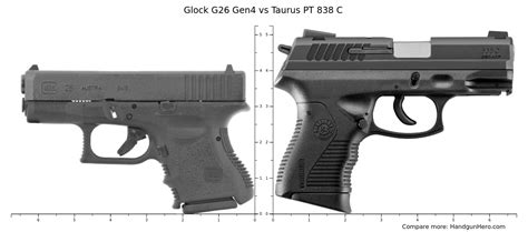 Glock G26 Gen4 Vs Taurus Pt 838 C Size Comparison Handgun Hero
