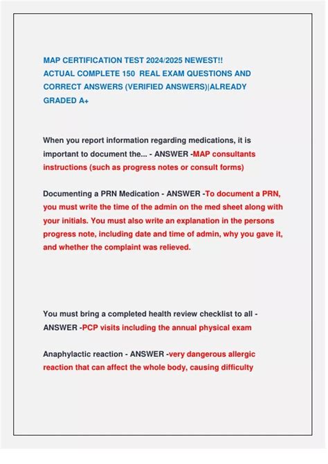 Map Certification Test 2024 2025 Newest Actual Complete 150 Real Exam Questions And Correct