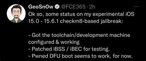 News Ios 15 1561 Jailbreak Attempt By Geosnow Rjailbreak