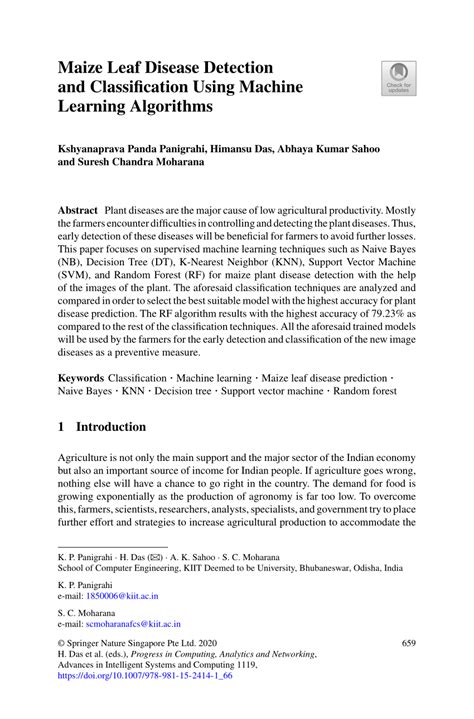 Pdf Maize Leaf Disease Detection And Classification Using Machine Learning Algorithms