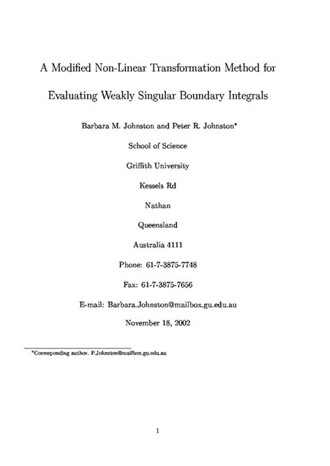 Pdf A Modified Non Linear Transformation Method For Evaluating Weakly Singular Boundary