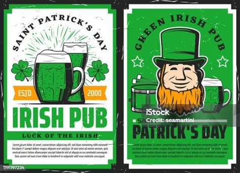 그린 아이리쉬 펍 맥주 머그잔 세인트 패트릭 데이 홀리데이 St Patricks Day에 대한 스톡 벡터 아트 및 기타 이미지 St Patricks Day 맥주