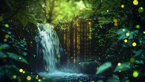 Nature Night With Green Scene Fireflies Premium Ai Generated Image