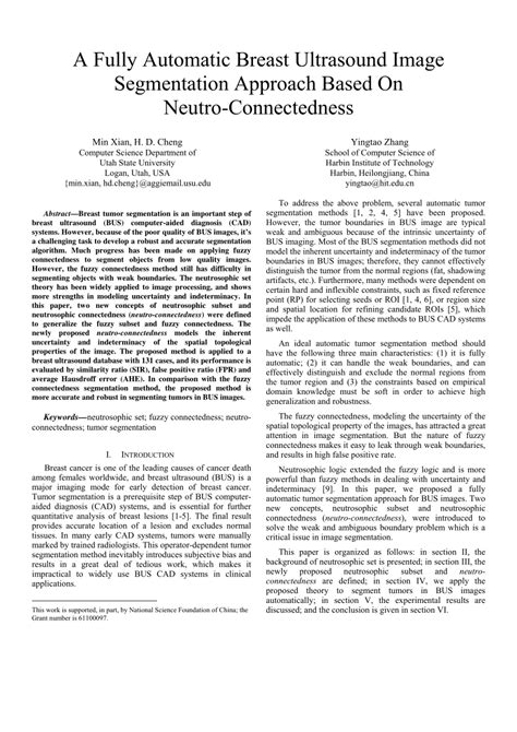 Pdf A Fully Automatic Breast Ultrasound Image Segmentation Approach