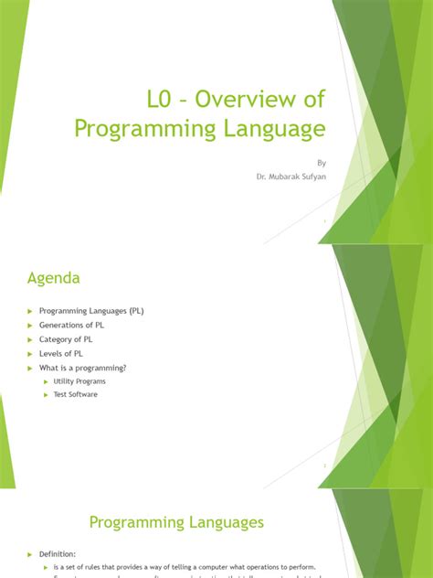 L0 Overview Of Programming Language Pdf Programming Computer