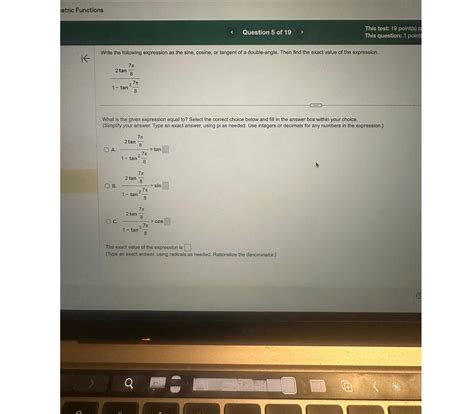 Solved Etric Functionsquestion 5 ﻿of 19this Test 19