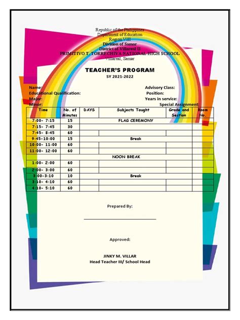 pttnhs class teachers program pdf philippines