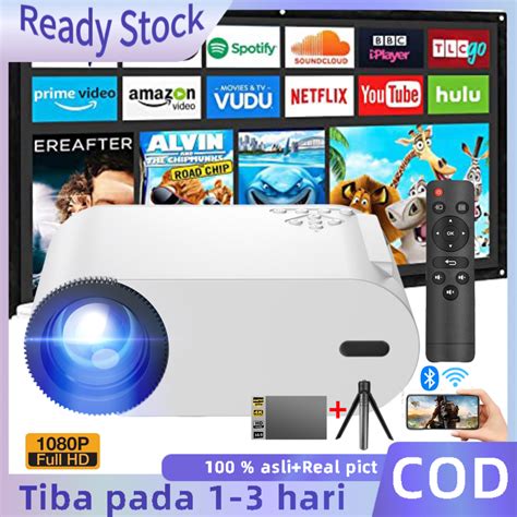 Proyektor Mini Portabel Projector Lumens Proyektor Hp Ke Dinding Proyektor Wifi Android IOS