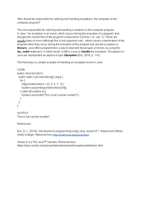 cs1103 discussion forum unit1 who should be responsible for catching