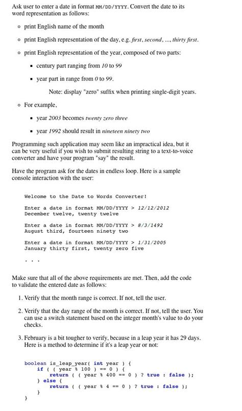 Solved Ask User To Enter A Date In Format MM DD YYYY Chegg