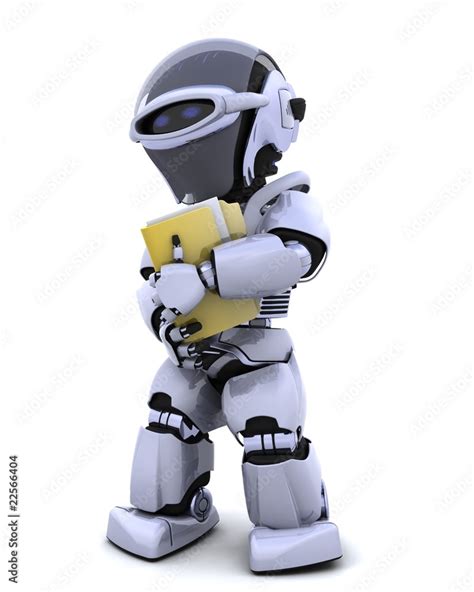 robot with document folder stock illustration adobe stock