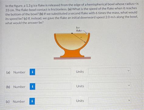 Solved In The Figure A 1 3 G Ice Flake Is Released From The Chegg Com