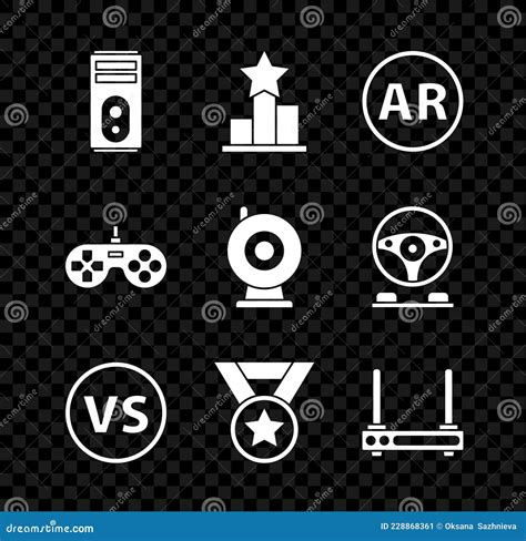 Set Computer Star Ar Augmented Reality Vs Versus Battle Medal Router And Wi Fi Signal