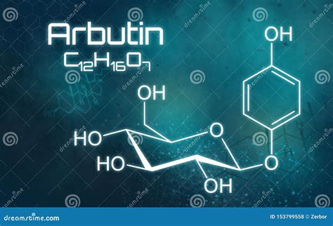 Chemical Formula Of Arbutin On A Futuristic Background Stock