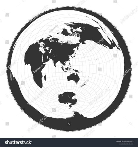 Vector World Map Azimuthal Equidistant Projection Stock Vector Royalty