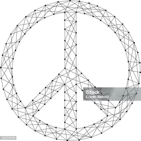 평화 미래 다각형 검은 선과 점 들에서의 태평양 상징 벡터 일러스트입니다 검은색에 대한 스톡 벡터 아트 및 기타 이미지 검은