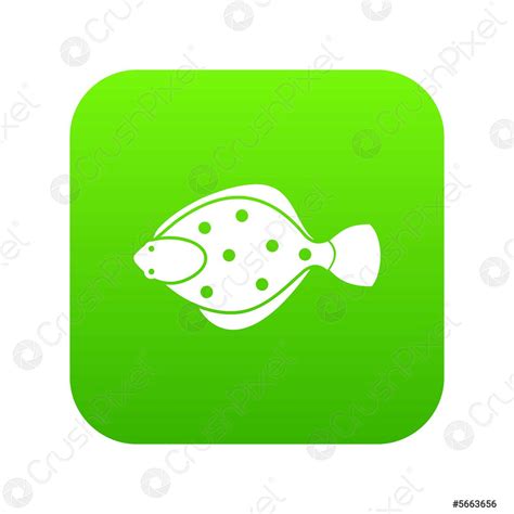 Flounder Fish Icon Digital Green Stock Vector Crushpixel